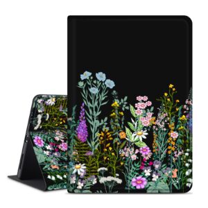 case for ipad 10th generation 2022 ipad 10.9 inch - multi-angle viewing & auto wake/sleep, pu leather protective folio stand cover for ipad 10th gen 10.9 inch 2022, soft tpu back, black floral