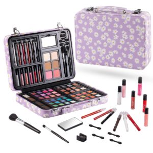 hot sugar makeup kit for teenager girls 10-12, all in one beginner makeup kit for women full kit, teen makeup kit cosmetic gift set on birthday christmas(purple daisy)