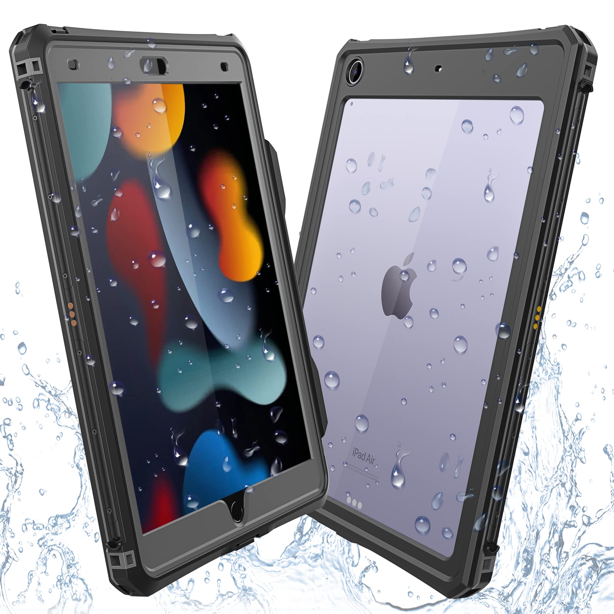 Guirble for iPad 10.2" - iPad 9th 8th 7th Generation Waterproof Case,Full-Body Heavy Duty Protective Built-in Screen Protector with Strap Stand Pencil Holde for iPad 9th Generation Case