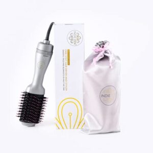 indie zen blow dryer brush - blow, dry, curl, straighten and volumize your hair in half the time, salon blowout at home for women and men- anti-frizz ceramic titanium barrel hair straightener brush