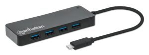 manhattan 7-port usb c 3.0 hub splitter – usb 3.2 gen type-c ports, 5 gbps data transfer speeds–compatible with laptop, pc, macbook, mac pro, surface pro, flash drive and more–3 yr mfg warranty-168410