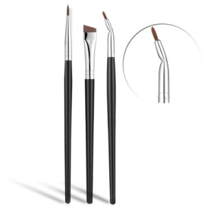 eyeliner brushes set,jassins fine angled eyeliner brushes,precision gel eye liner ultra fine bent makeup brush for newbies and salon（3pcs）