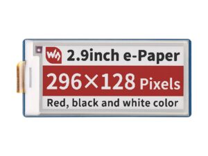 waveshare 2.9inch e-paper display module for raspberry pi pico, red black white three colors 296×128 pixels e-ink lcd screen, spi interface wide viewing angle, paper-like effect