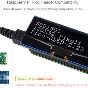 2.23inch OLED Display Module for Raspberry Pi Pico, 128×32 Pixel,4-Wire SPI/I2C Interface, 3.3V/5V Operating Voltage