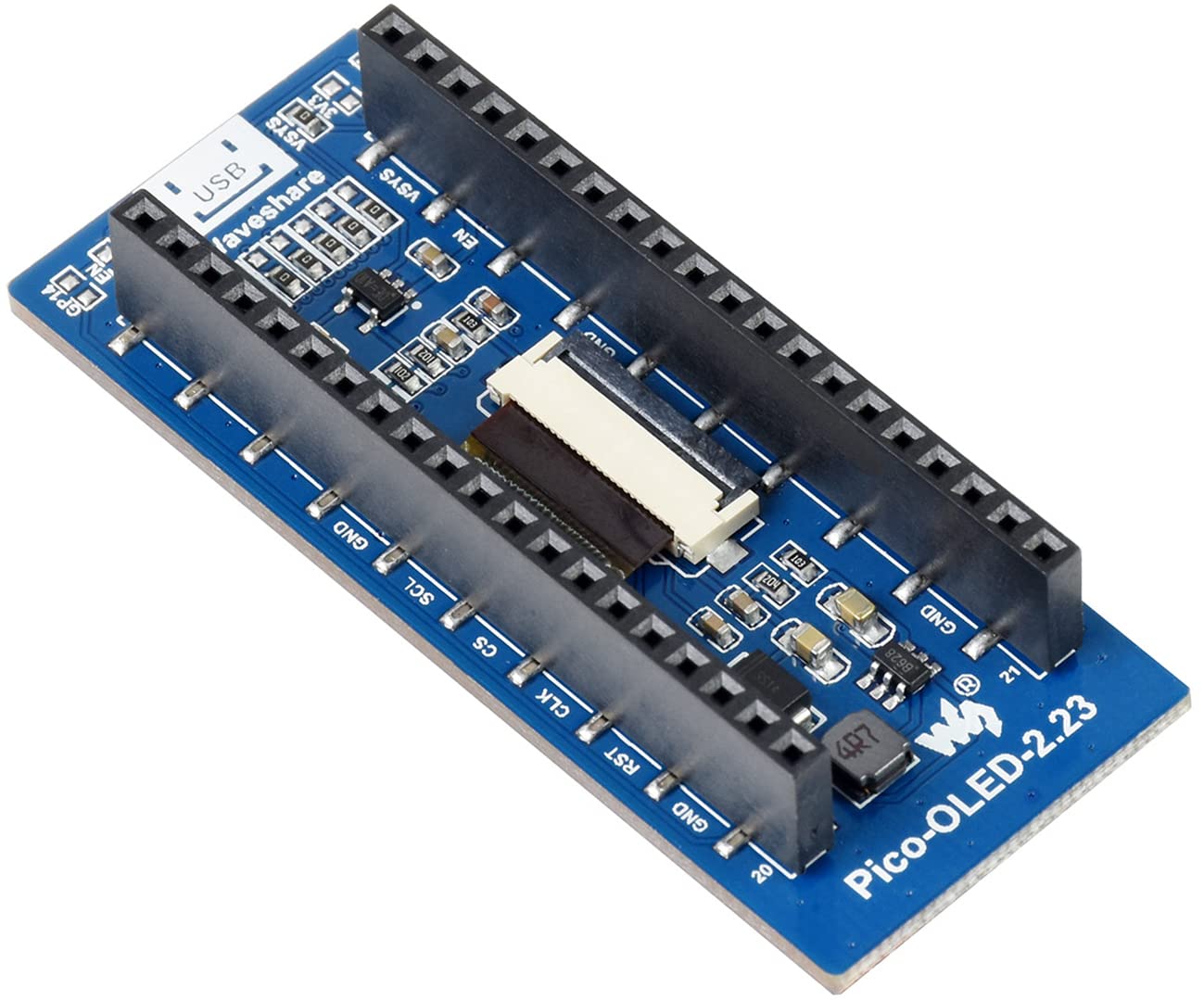 2.23inch OLED Display Module for Raspberry Pi Pico, 128×32 Pixel,4-Wire SPI/I2C Interface, 3.3V/5V Operating Voltage