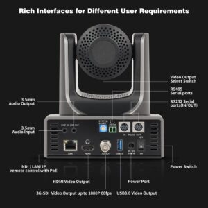 zowietek New PTZ Camera PoE NDI AI Tracking 20X SDI HDMI USB IP Live Streaming + Network Controller 4D joystick PoE 5 Inch LCD Screen Decoding H.264 and H.265 Compatible with Dome Security IP Camera