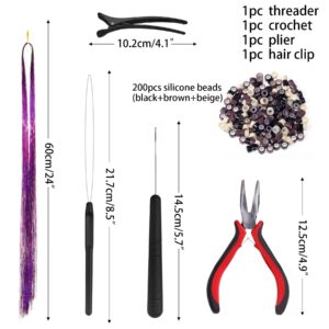 HAUTOCO Hair Tinsel Kit, 2800 Strands 47 Inch Glitter Tinsel Hair Extensions with Tools Fairy Hair Tinsel Kit, Heat Resistant Sparkling Hair Tinsel for Cosplay Christmas New Year Party(14 Colors)