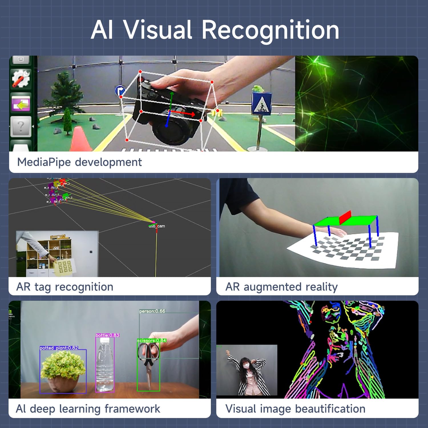 Yahboom Autonomous Driving Professional Kit AI Visual Recognition Function Python Programming ROS Adults Robotic kit Ackerman Chassis Python (with Jetson TX2-NX)