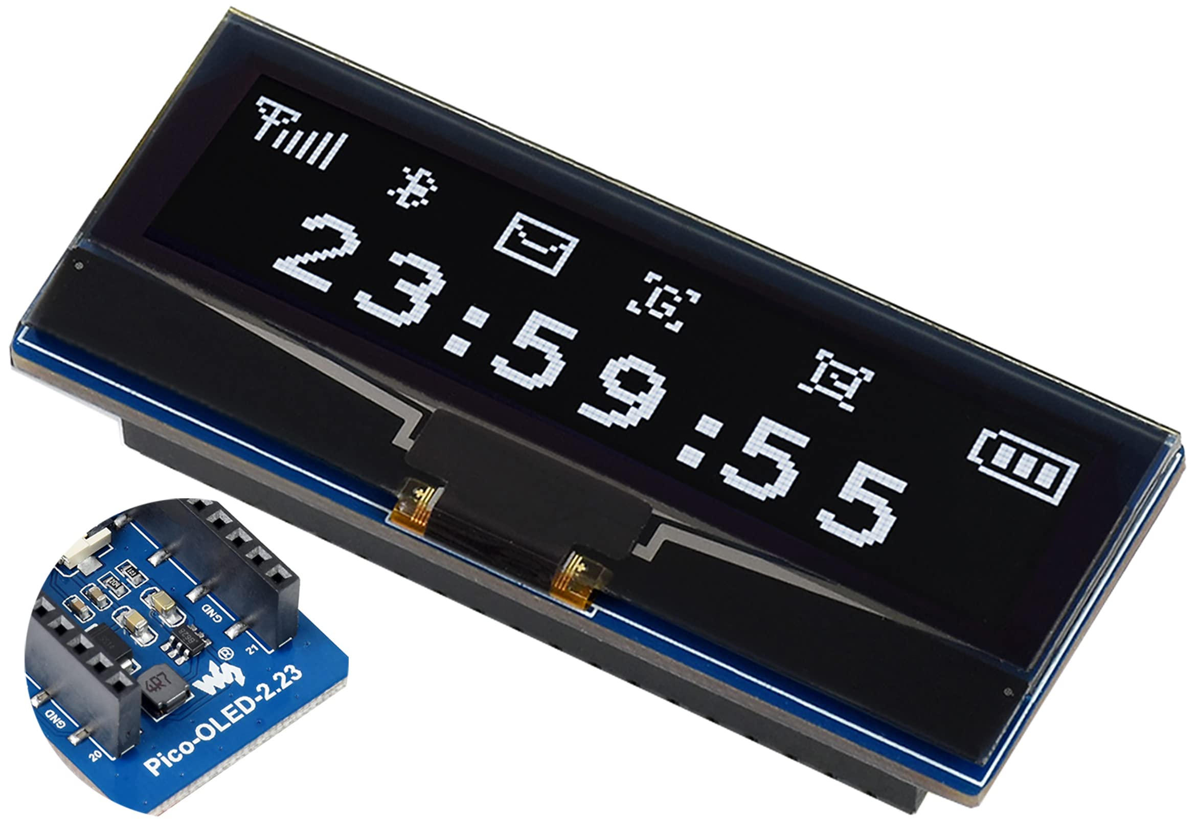 2.23inch OLED Display Module for Raspberry Pi Pico, 128×32 Pixel,4-Wire SPI/I2C Interface, 3.3V/5V Operating Voltage