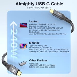 ULT-WIIQ USB4 Cable for Thunderbolt 4 Cable 40Gbps High Speed Data Transfer 240W PD 3.1 USB C to USB C Cable Fast Charging 8K/6K@60Hz USB 4 Cable for iPhone 15 Pro MacBook eGPU Docking GaN SSD 6.6FT