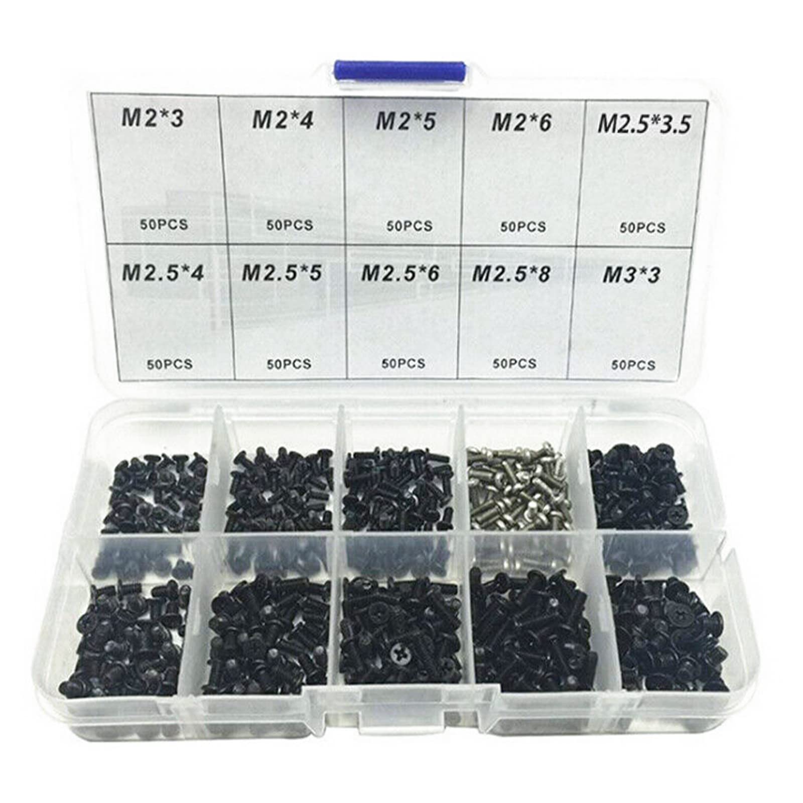 TECKEEN 500Pcs Universal Laptop Notebook Computer Repair Screws Kit with Plastic Box