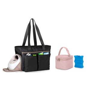 fasrom breast pump travel bag with laptop sleeve bundle with baby bottle cooler bag with ice pack for working moms