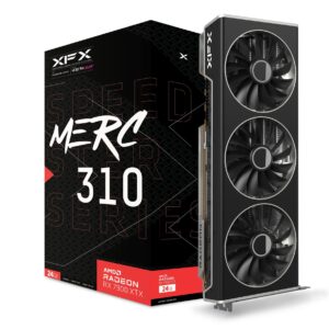 xfx speedster merc310 amd radeon rx 7900xtx black gaming graphics card with 24gb gddr6, amd rdna 3 rx-79xmercb9