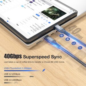 ULT-WIIQ USB4 Cable for Thunderbolt 4 Cable 40Gbps High Speed Data Transfer 240W PD 3.1 USB C to USB C Cable Fast Charging 8K/6K@60Hz USB 4 Cable for iPhone 15 Pro MacBook eGPU Docking GaN SSD 6.6FT