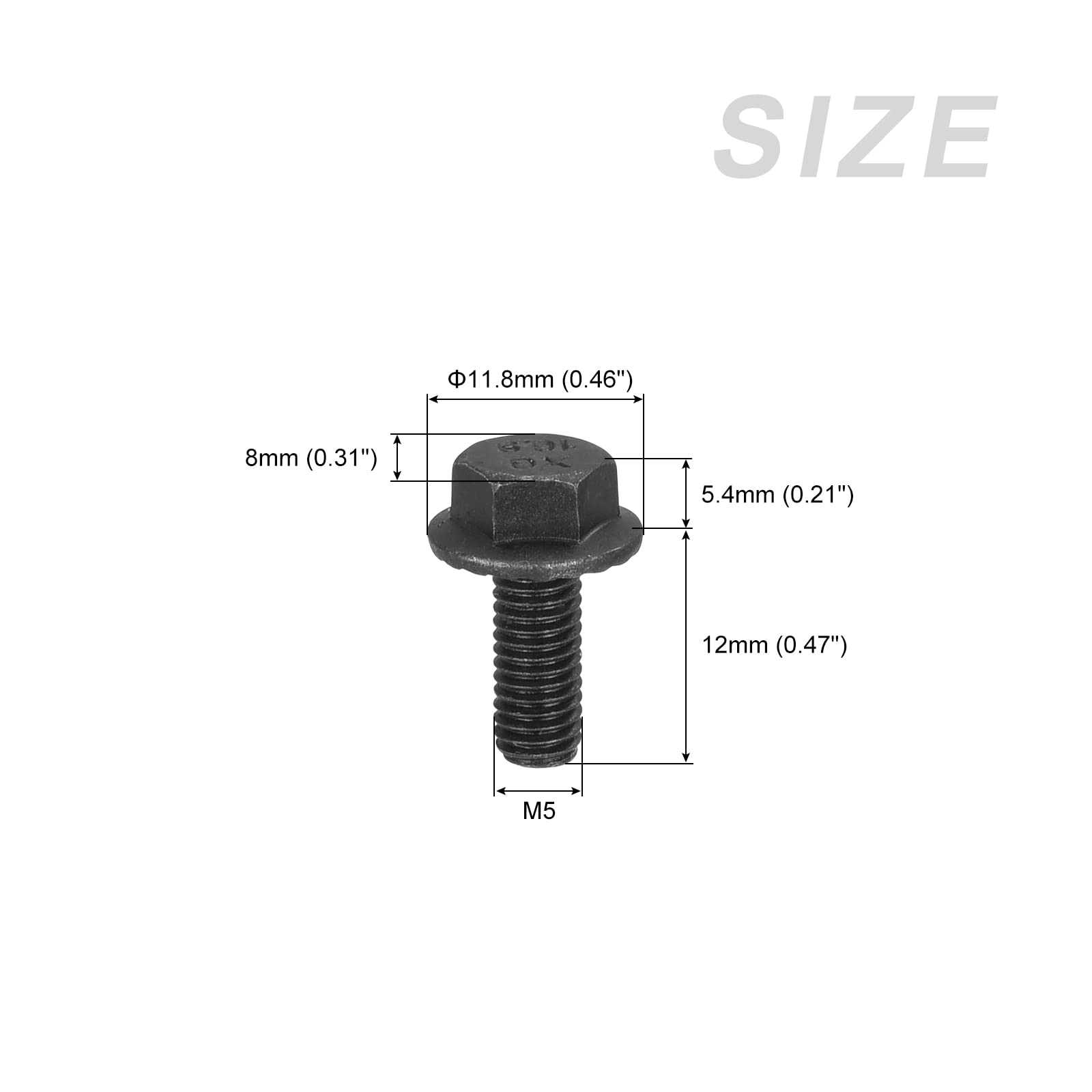 METALLIXITY Flanged Hex Head Bolts (M5x12mm) 10pcs, Hexagon Serrated Flange Bolt Fully Thread Screw - for House Construction Hardware Fasteners