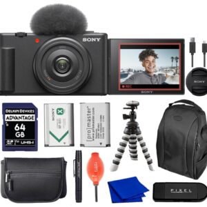 Sony ZV-1F Vlog Camera for Content Creators and Vloggers (Black) Bundle with Advanced Accessories | ZV1F/B