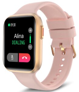 bebinca smart watch for women, fitness tracker with heart rate sleep monitor, 1.7" touchscreen[answer/make call] ai voice, ip68 waterproof compatible with iphone samsung android phone, pink