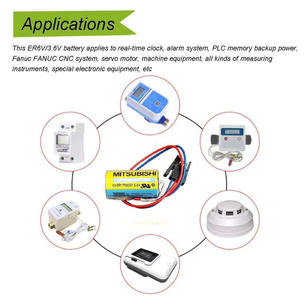 (10 Pack) 1700mAh MR-BAT ER17330V/A6BAT PLC Battery Size 2/3A 3.6V Li-ion Battery w/Plug