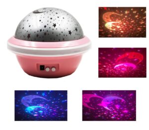 star moon bedroom night light, baby night lights projector, colorful gradient, unique gifts for birthday nursery women children kids baby (pink)