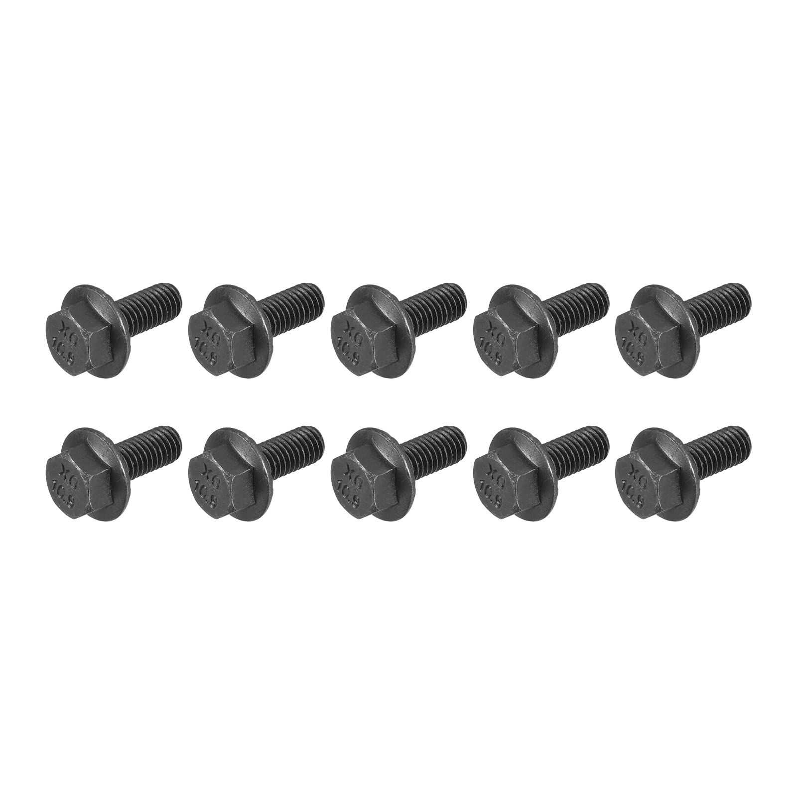 METALLIXITY Flanged Hex Head Bolts (M5x12mm) 10pcs, Hexagon Serrated Flange Bolt Fully Thread Screw - for House Construction Hardware Fasteners