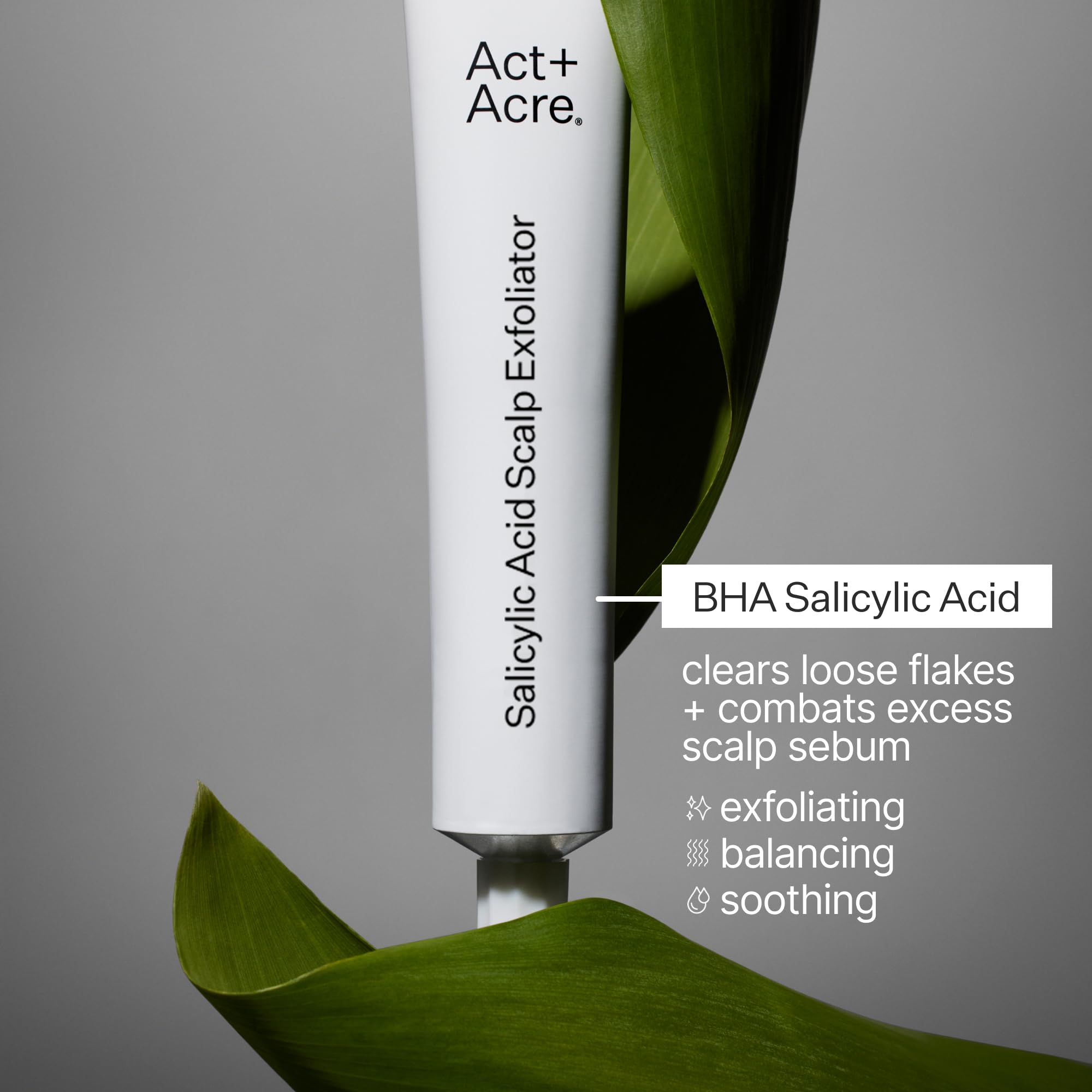 ACT+ ACRE Scalp Exfoliator, Cold Processed BHA Salicylic Acid, Plant Based, Relief for Dry Itchy Scalp, Exfoliating Mask for Oily Hair, 2 Fluid Ounces