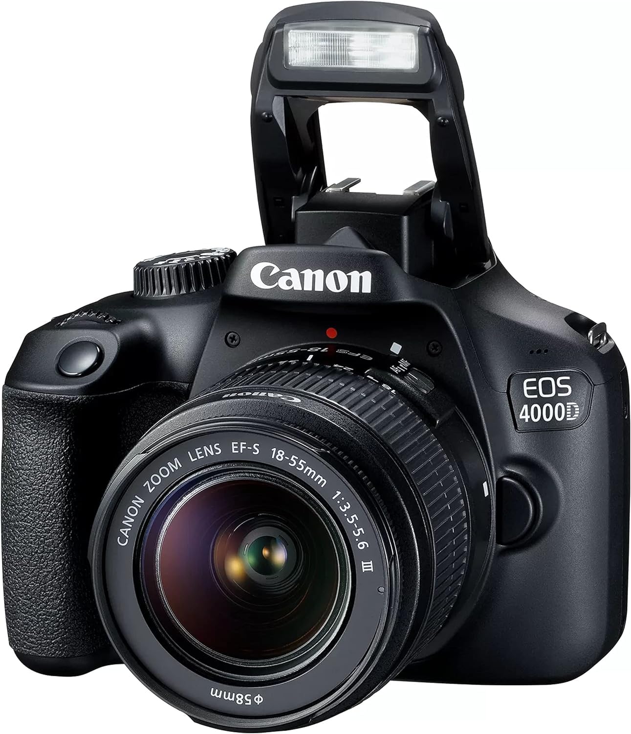 Canon EOS 4000D (Rebel T100) DSLR Camera w/Canon EF-S 18-55mm F/3.5-5.6 Zoom Lens + Case + Sandisk 64GB Memory Card + 3pc Filter Kit + Card Reader + Cleaning Kit (International Model) (Renewed)