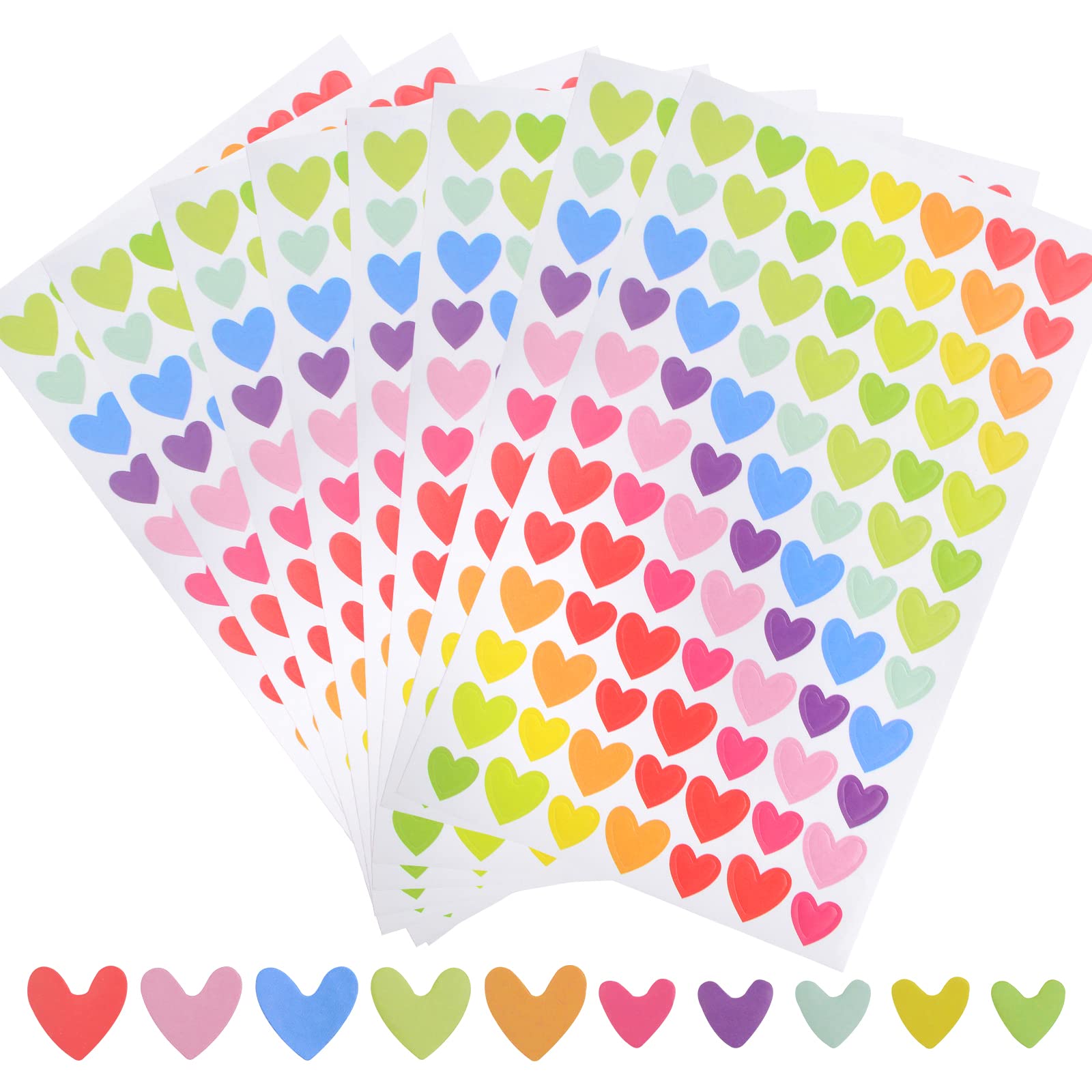 36 Sheets Mixed Colors Heart-Shaped Stickers Self Adhesive Heart Permanent Love Labels Kissing Hand Stickers for Scrapbooking Party Invitation Seals Gift Boxes Packaging