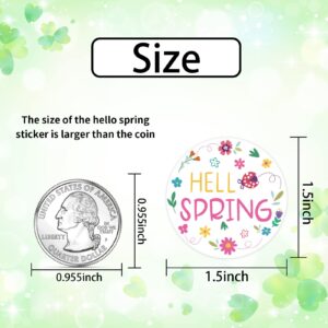 Heyfibro 500PCS Hello Spring Sticker Rolls, 1.5 Inches Round Label Stickers for Kids and Adults, Spring Holiday Stickers for Gift Packing, Cards, Candy Bags, Party Supplies