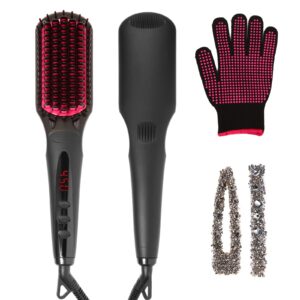 enhanced negative ion hair straightener brush, anti-scald hot hair styling tools & appliances comb for natural thick hair women, portable electric ceramic heated hair straightening brush products