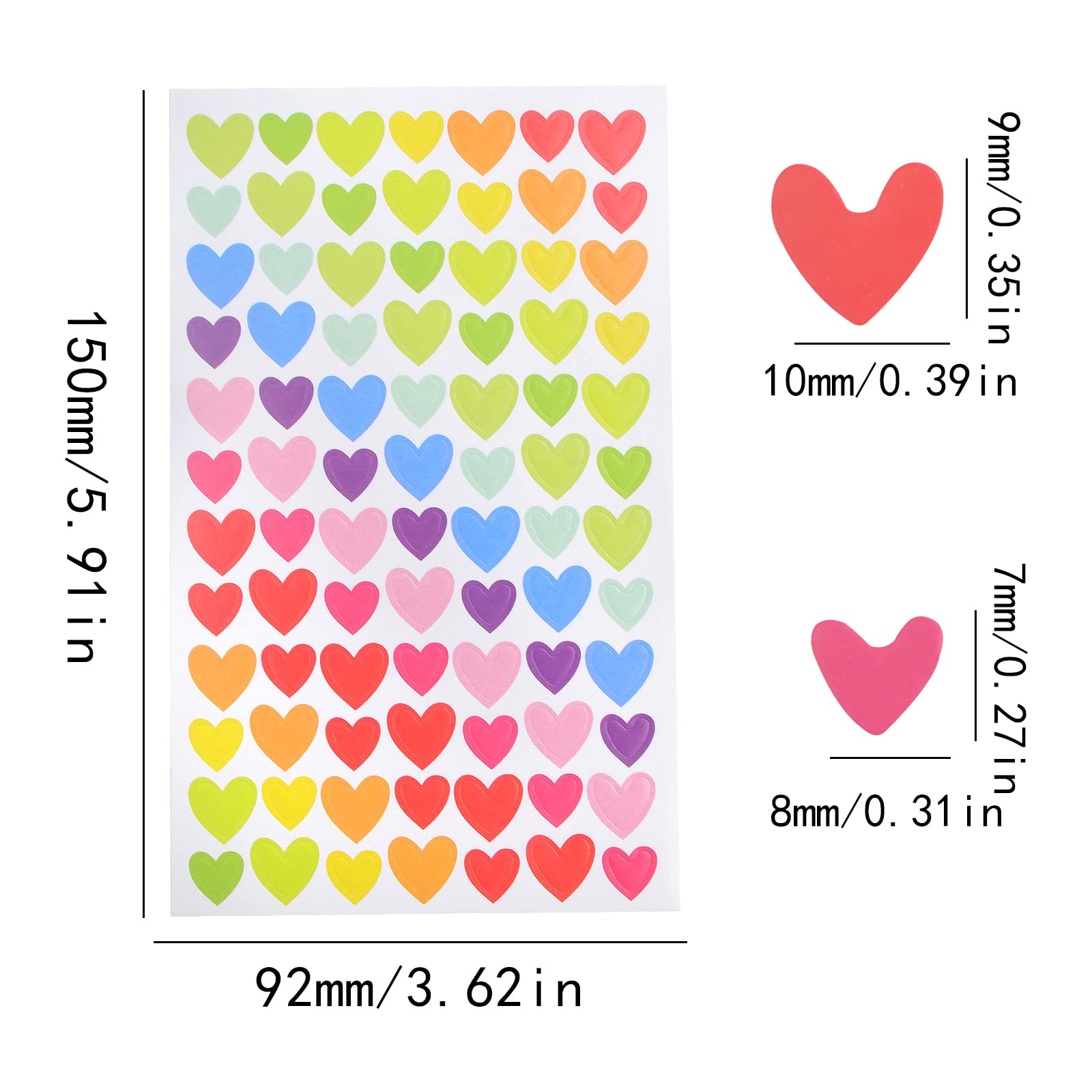 36 Sheets Mixed Colors Heart-Shaped Stickers Self Adhesive Heart Permanent Love Labels Kissing Hand Stickers for Scrapbooking Party Invitation Seals Gift Boxes Packaging