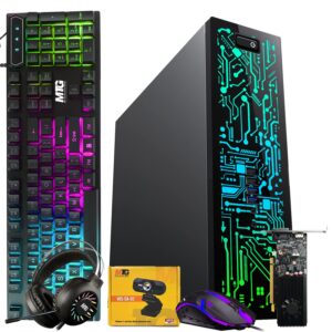 techmagnet gaming desktop pc, intel core i7-4770, zeus, gt 1030 graphics, 16gb ram, 1tb ssd, rgb keyboard mouse, rgb headphone, webcam, win 10 pro (renewed)