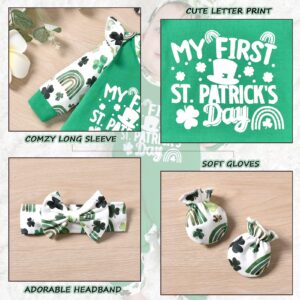 Newborn Baby Girl First 1st St. Saint Patrick's Day Outfits Shamrock Clover Romper Jumpsuit Clothes Set Nb