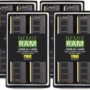 NEMIX RAM 128GB (8X16GB) DDR4 3200MHZ PC4-25600 2Rx8 1.2V 288-PIN Non-ECC Unbuffered UDIMM Desktop PC Memory KIT