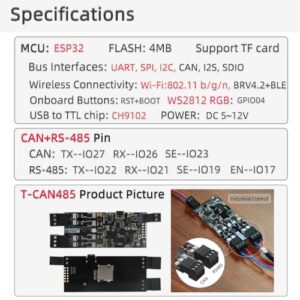 LILYGO T-CAN485 ESP32 Development Board Supports TF Card Wireless IOT Engineer Control TTGO Module