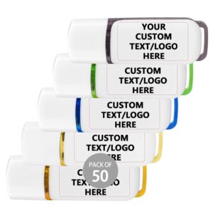 paintechz custom usb flash drives bulk 50 pack, personalized thumb drives with your company logo - customizable text - 512mb