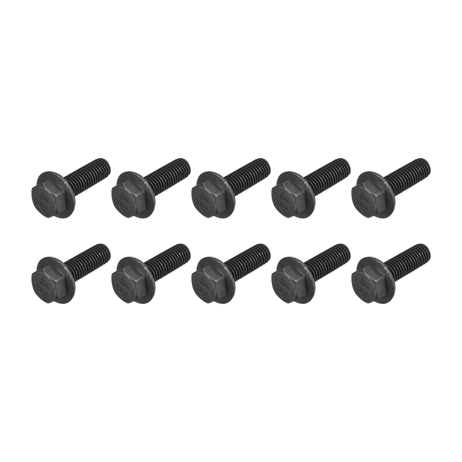 METALLIXITY Flanged Hex Head Bolts (M10x30mm) 10pcs, Hexagon Serrated Flange Bolt Fully Thread Screw - for House Construction Hardware Fasteners