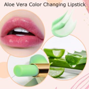 BINGBRUSH 2 Pcs Aloe Vera Color Changing Lipstick Queen,PH Mood Long Lasting Labiales Lip Gloss Lip Balm Tinted Magic Lip Stain Makeup Moisturize Lipstick Set for Women