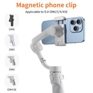 UURIG Magnetic Cell Phone Clamp for DJI OM, Phone Tripod Mount, Handheld Gimbals Magnetic Ring Holder for DJI OSMO 5/OM 4/OM 4 SE Accessories