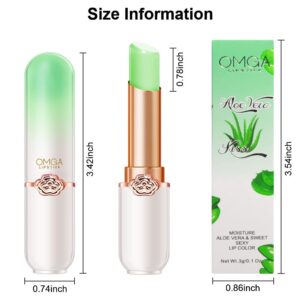 BINGBRUSH 2 Pcs Aloe Vera Color Changing Lipstick Queen,PH Mood Long Lasting Labiales Lip Gloss Lip Balm Tinted Magic Lip Stain Makeup Moisturize Lipstick Set for Women