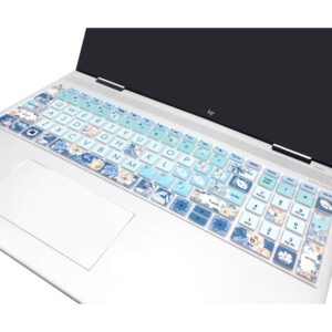 WSLUCKO Keyboard Cover for HP Envy x360 15.6''Series/HP Pavilion 15/ HP Pavilion x360 15.6” Series/HP Envy 17 17.3" Series/HP Laptop 15t 17t 17-ca0011nr 17-by0040nr, Peony