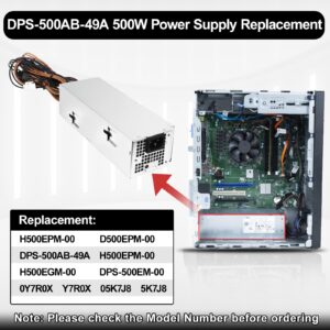 LXun Upgrad D500EPM-00 500W Power Supply Compatible with Dell Optiplex 7080MT 7070MT 7060MT 3050MT 3650 3670 5060 5090 G5-5090 3260 7080 XPS 8940MT 4FWF7 5K7J8 Y7R0X H500EPM-00 H460EBM-00 Power Supply