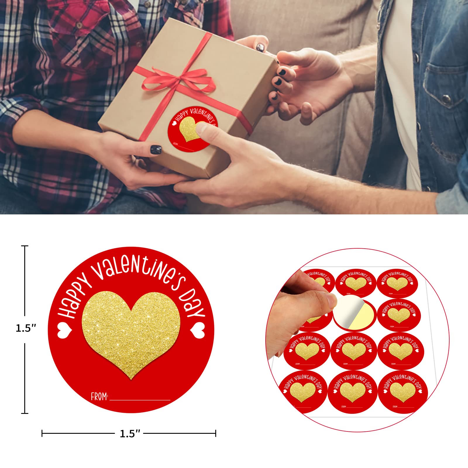 SICOHOME Happy Valentine's Day Stickers Label 36pcs 1.5" Valentine's Day Envelope Seals Labels Stickers Valentine's Day Gift Sticker Party Favor Stickers Envelope Seals Sticker Heart Stickers for Kids