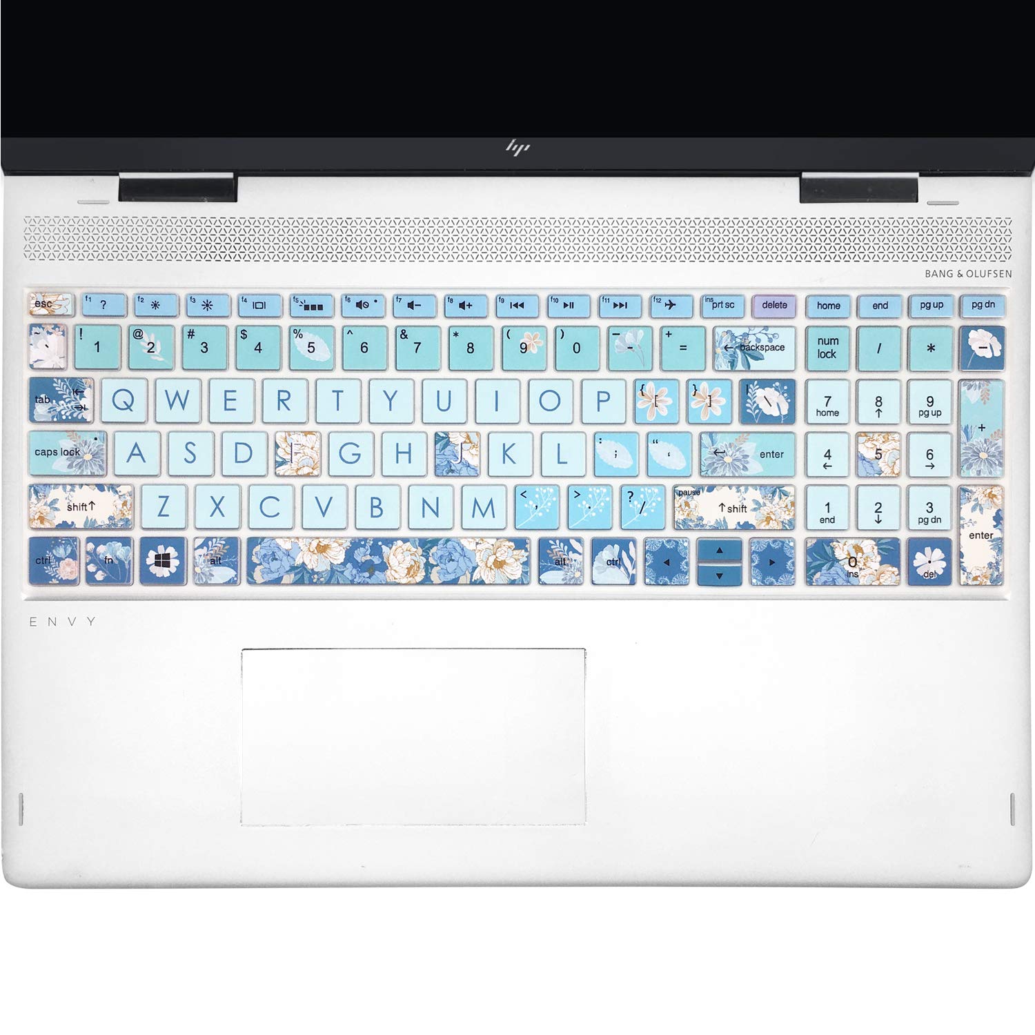 WSLUCKO Keyboard Cover for HP Envy x360 15.6''Series/HP Pavilion 15/ HP Pavilion x360 15.6” Series/HP Envy 17 17.3" Series/HP Laptop 15t 17t 17-ca0011nr 17-by0040nr, Peony