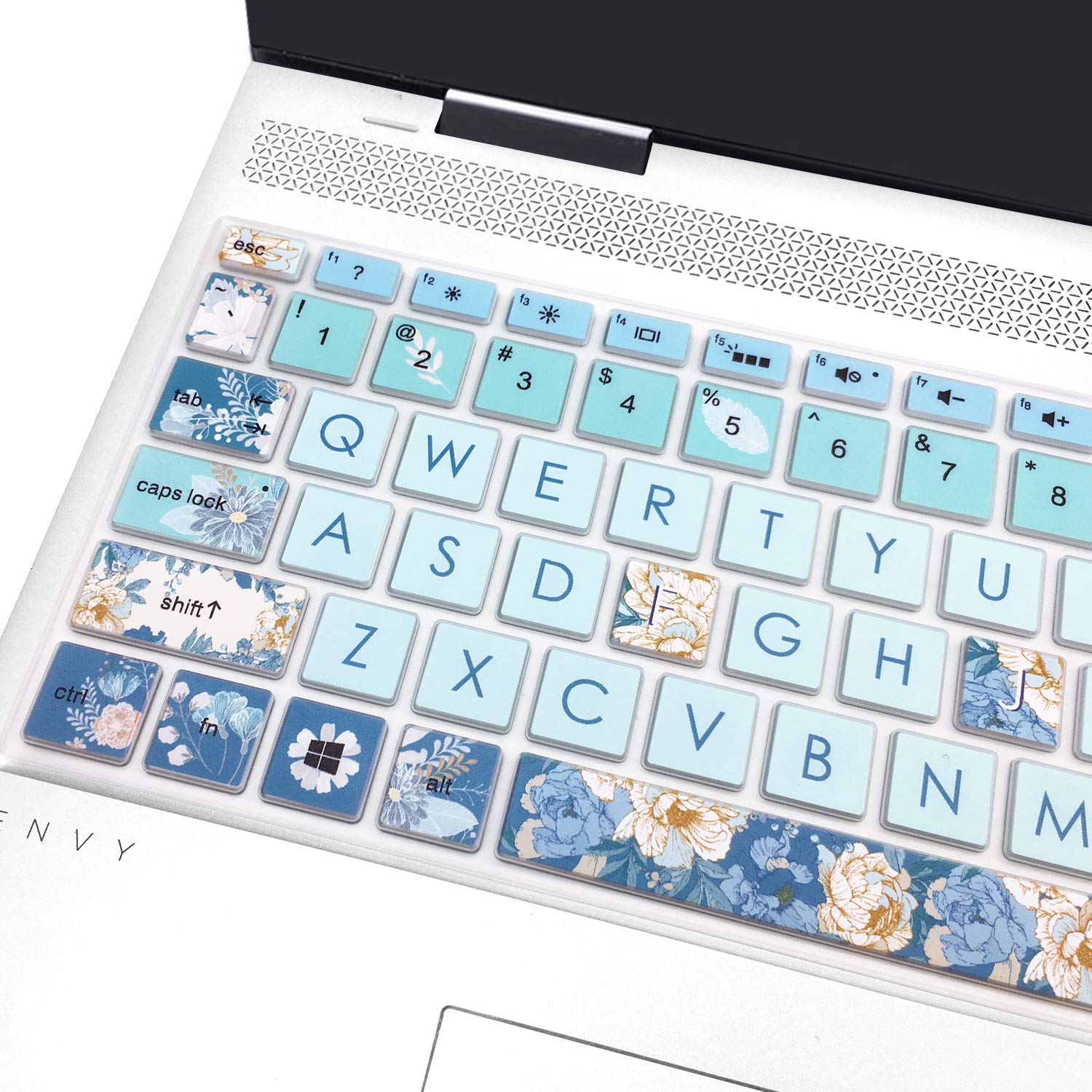 WSLUCKO Keyboard Cover for HP Envy x360 15.6''Series/HP Pavilion 15/ HP Pavilion x360 15.6” Series/HP Envy 17 17.3" Series/HP Laptop 15t 17t 17-ca0011nr 17-by0040nr, Peony