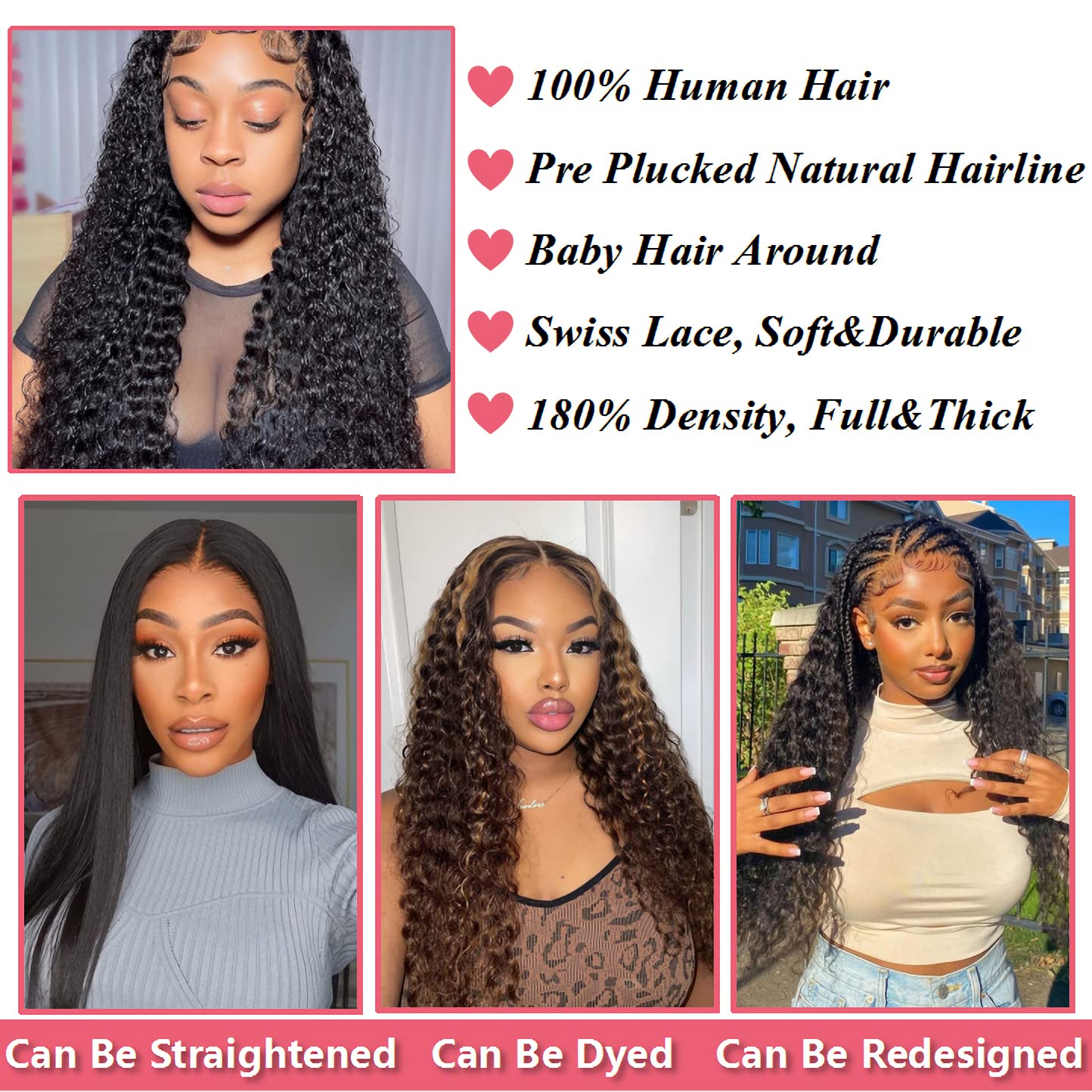 Water Wave Lace Front Wigs Human Hair Wigs for Black Women 13x4 Lace Front Wigs Human Hair Pre Plucked with Baby Hair Wet and Wavy HD Lace Frontal Wigs 180% Density Natural Color 28inch