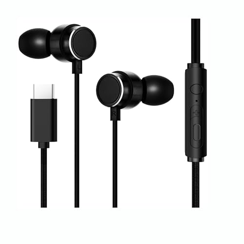 HAPPYAUDIO USB C Headphones Compatible with Most Devices On The Market with Type C - Hi-Fi Stereo Wired Earphones