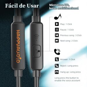 HAPPYAUDIO USB C Headphones Compatible with Most Devices On The Market with Type C - Hi-Fi Stereo Wired Earphones