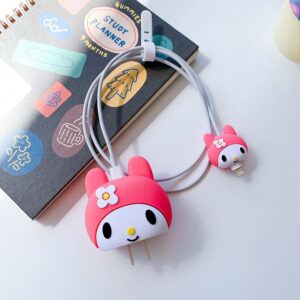 3d cute cartoon designs protective case,cute cartoon lightning cable protector cover, for iphone charger cute case compatible with apple 20w usb-c power adapter charger cable (melody)