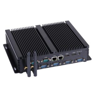 hunsn fanless industrial pc, mini computer, i5 4200u 4250u 4258u 4278u 4288u, windows 11 / linux ubuntu, im04, 2 x hdmi, 2 x lan, 6 x com, 4 x usb3.0, 4 x usb2.0, 8g ram, 256g ssd