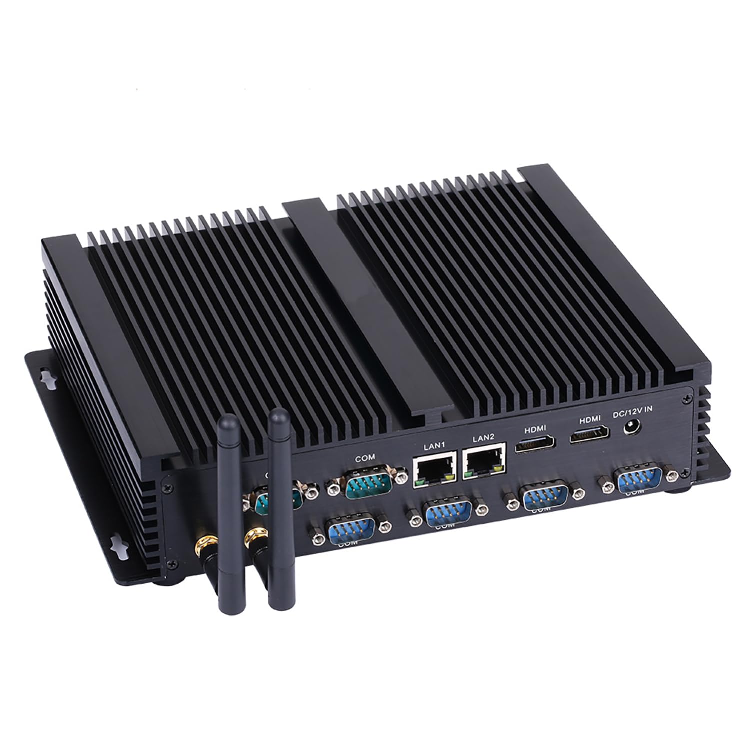 HUNSN Fanless Industrial PC, Mini Computer, I5 4200U 4250U 4258U 4278U 4288U, Windows 11 / Linux Ubuntu, IM04, 2 x HDMI, 2 x LAN, 6 x COM, 4 x USB3.0, 4 x USB2.0, 8G RAM, 256G SSD